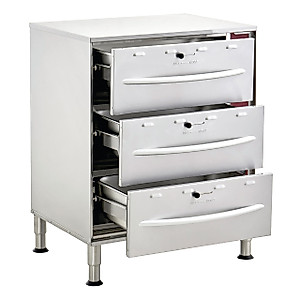 Kratos Commercial Electric Drawer Warmer, Stainless Steel Triple Drawer Food Warmer for Restaurants and Hotels, 120V, 1350W