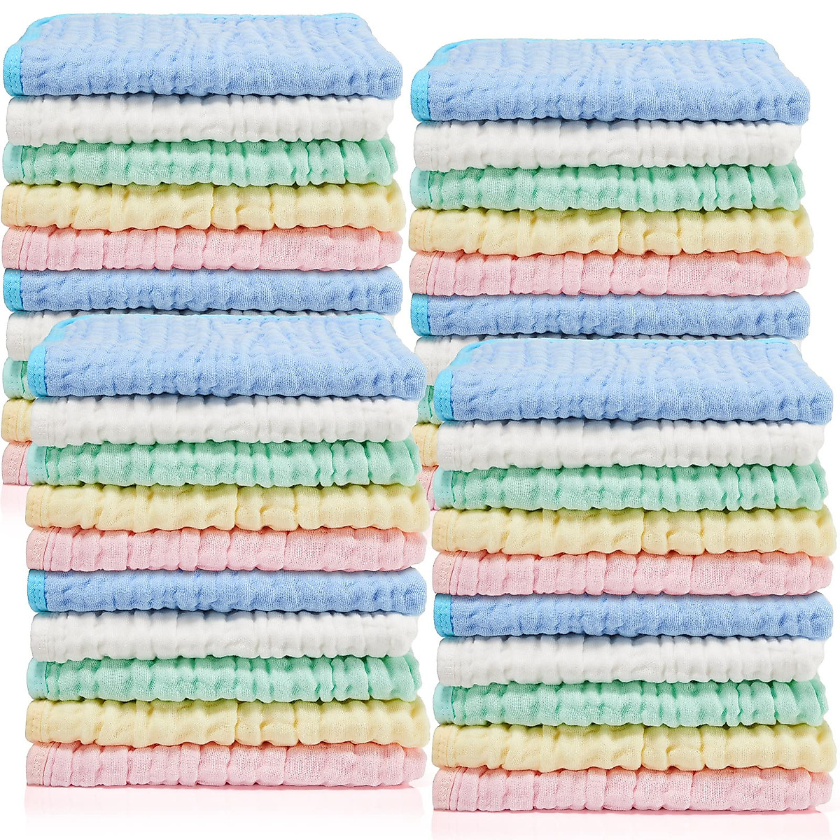Tudomro 20 Pack Muslin Burp Cloths 20 x 10 Inch Absorbent Baby Burping Cloth 6 Layers Baby Rags Face Towels, 5 Colors