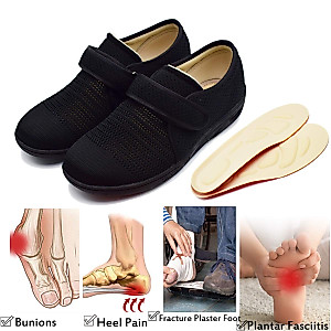 Womens Walking Shoes with Strap Closure Wide Width Shoes Cushion Sneakers Diabetic Shoes for Elderly Mother Swollen Feet