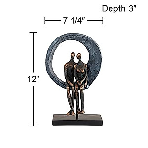 Studio 55D Abstract Couple 12" High Antique Brass Sculpture