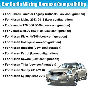 Fiegromech Radio Wiring Harness Adapter Compatible with Nissan Qashqai Sylphy Tiida Bluebird Sunny Subaru Forester 16 Pin ISO Stereo Power Speaker Connector