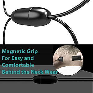 NISMobile Wireless Headset Sport Earphones Hands-free for Galaxy A02s A12 A32 A42 A52 A72 - Sound Headphone Magnetic Grip Pendant Style Neckband Compatible With Samsung A72, Black, (NI-NI36726I6G-64)