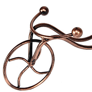 MyGift Vintage Bronze Metal Tabletop Wine Bottle Holder and Wine Glass Rack with Perisian Tricycle Design, Holds Single Bottle and 6 Stemware