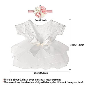 Newborn Photography Outfits Girl Party Princess Dress Posing Props Newborn Lace Rompers with Flower Headband