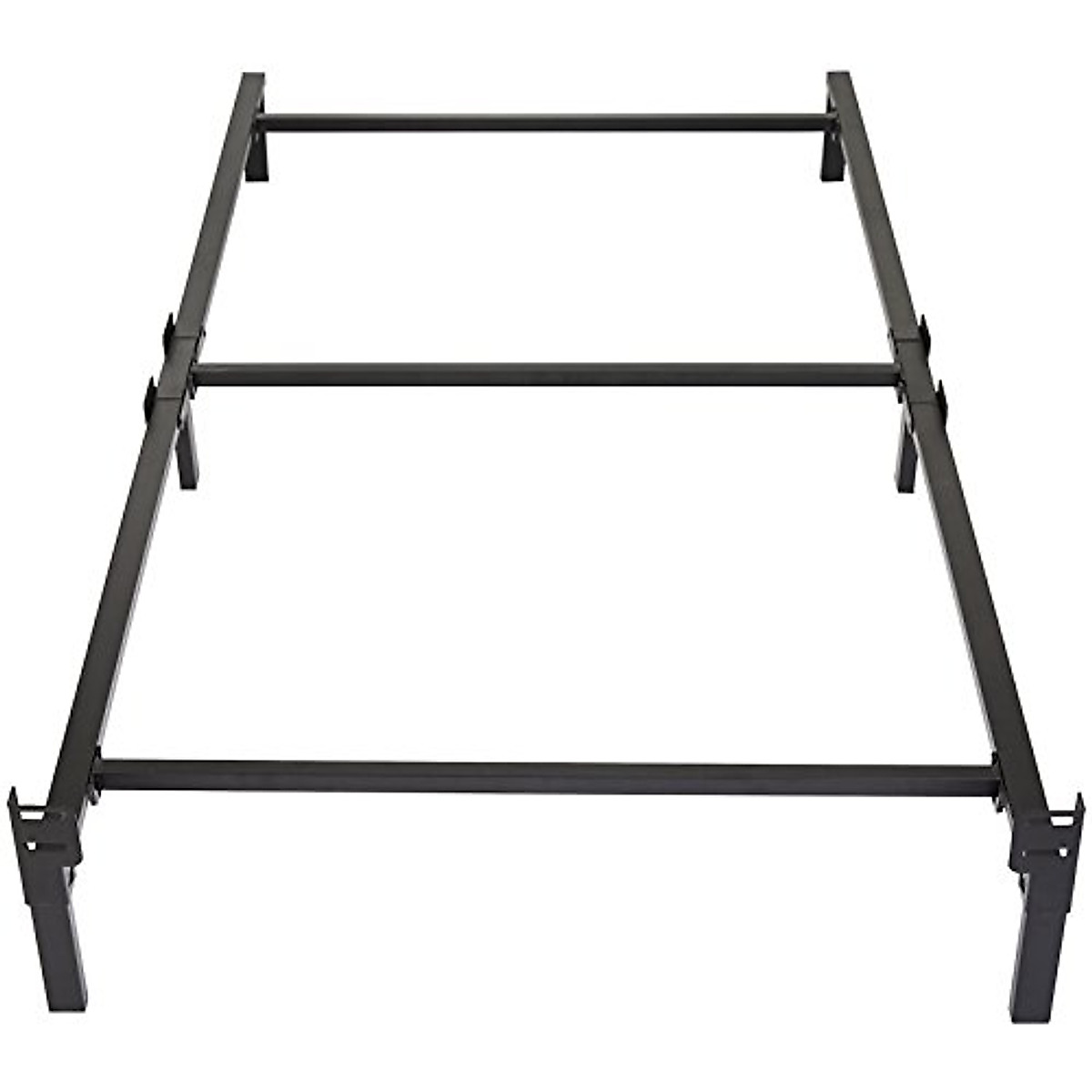 Amazon Basics Metal Bed Frame, 6-Leg Base for Box Spring and Mattress, Twin, Tool-Free Easy Assembly, Black, 74.5" L x 38.5" W x 7" H