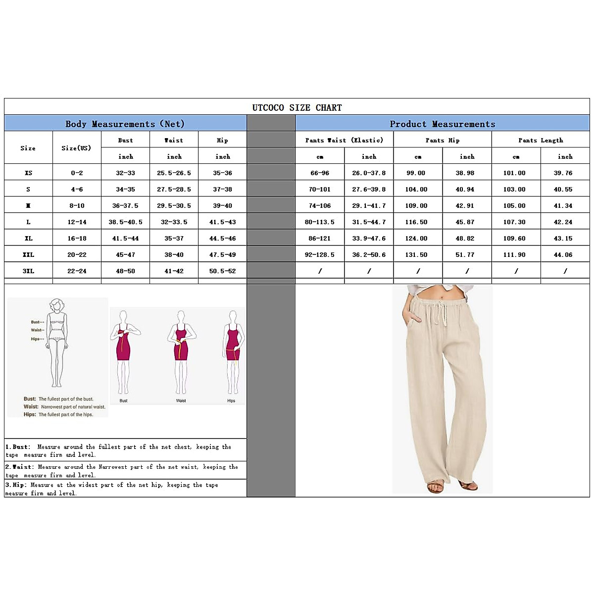 utcoco Women's Cotton Linen Drawstring High Waisted Pants Casual Loose Fit Wide Leg Trousers (XL, Green)