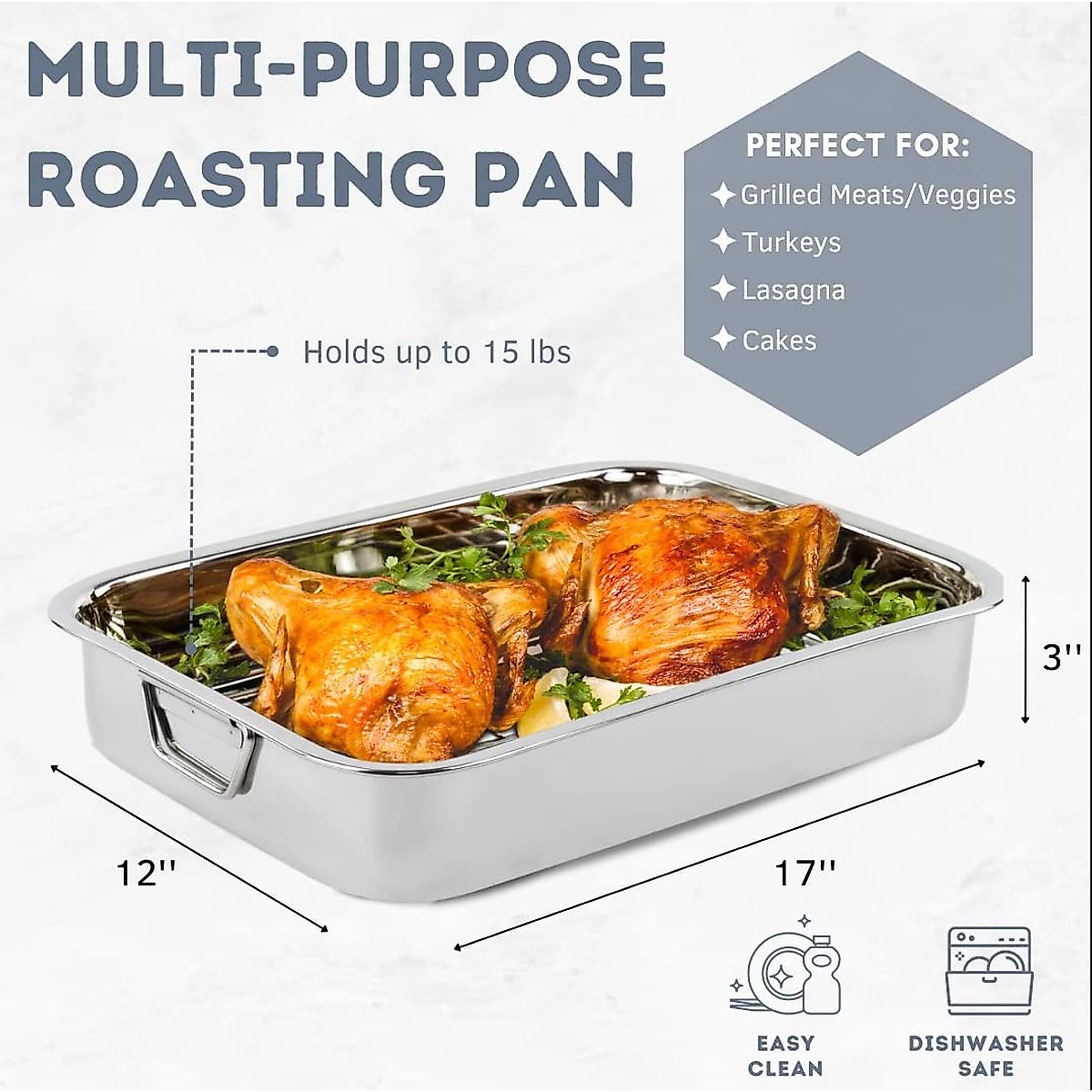 Lexi Home Stainless Steel LasagnaRoasting Pan