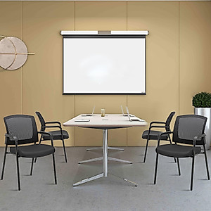 CLATINA Office Reception Guest Chair Mesh Back Stacking with Ergonomic Lumbar Support and Thickened Seat Cushion for Waiting Conference Room Black 4 Pack