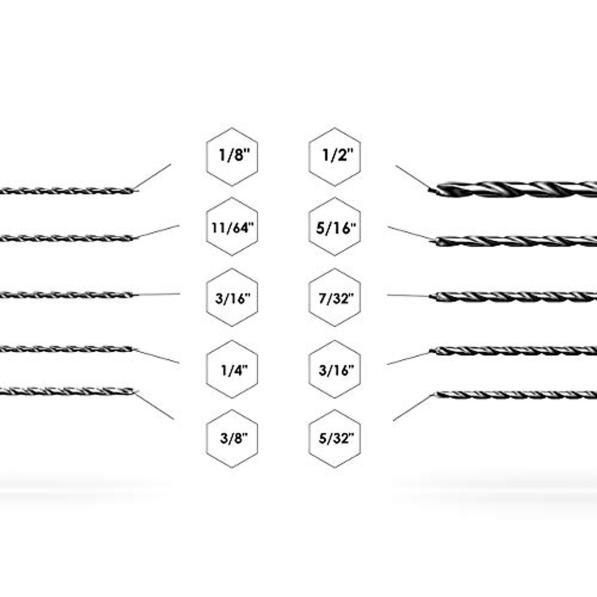 Baker and Bolt Extra Long 12" Brad Point Drill Bit Set for Wood Stainless Steel Wood Drill Bits Set | Pack of 10 with Storage Sleeve
