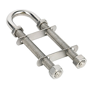 Amarine-made Stainless Steel Marine Boat Stern Bow Eye Tie Down U Bolt (1/2-Inch and 3/8-Inch Optional) (Silver, 3/8" Dia - 2-1/2" Thread Lenght)