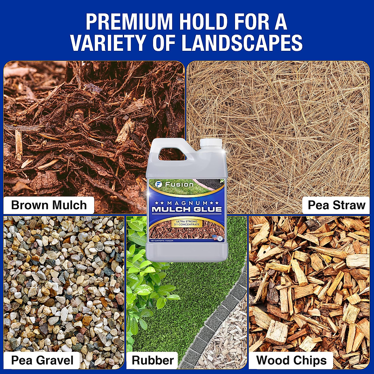 Magnum Mulch Glue (1 Gallon) - Mulch Glue and Pea Gravel Stabilizer, Lasts 12-24 Months, Fast-Dry, Non-Toxic, Strong Landscape Rock Glue & Gravel Glue by Fusion Chemical