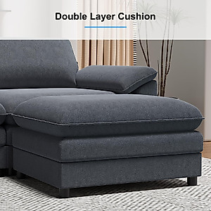 PUREMIND Sectional Sofa, L Shape Sofa, Cloud Couch Dupe with Movable Ottoman, 3-Seat Sofa for Living Room and Apartment,117'' (Dark Grey)