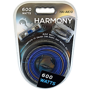 Harmony Audio HA-AK10 Car Stereo Complete 10 Gauge 600W Amp Amplifier Install Kit - Nickel Plated