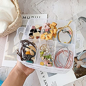 3 Tier Small Stackable Storage Container Box with Handle, CORGIMHZ Plastic Craft Organizer Case with 18 Adjustable Compartments for Washi Tapes, Art Supplies, Jewelry (5.9 x 5.83 x 4.88 in) (2, clear)