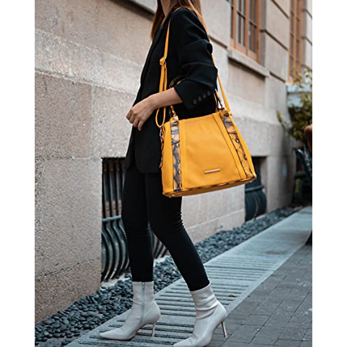 MKF Collection Tote Bag for Women Snake Embossed Vegan Leather Handbag, Lady Fashion Designer Crossover Hobo Purse