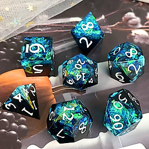 RESINWORLD 7 Piece Sharp Edge Polyhedral Dice Mold, DND Dice Resin Molds for Board Games, Silicone Molds for Resin Dice Making