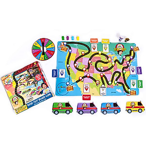 Far Out Toys Ryan’s World Road Trip Board Game, A Journey Through All 50 US States, Educational Adventure, Cities, Towns, Geography, Collectible Micro Figures & Cards, Surprise Suitcase Tiles, Ages 3+