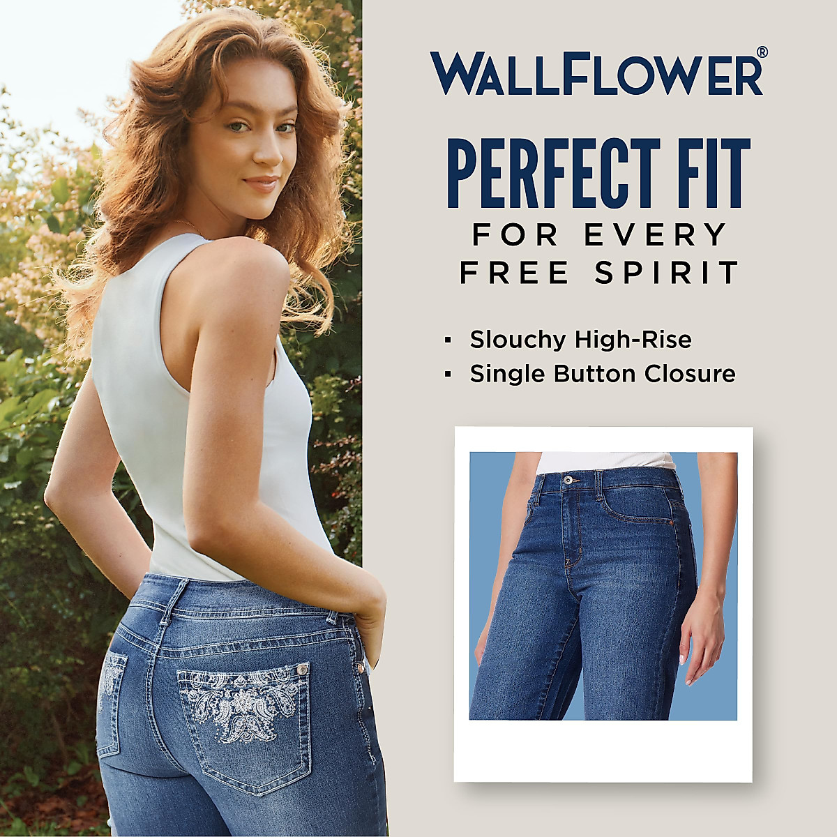 WallFlower Women's Dad Denim High-Rise Insta Vintage Juniors Jeans, Carbon, 9