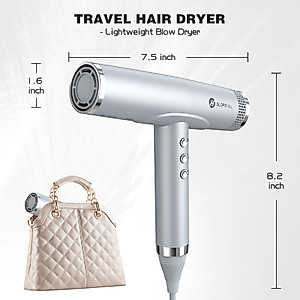 Slopehill Professional Hair Dryer With Diffuser, Ionic, Powerful & Fast Salon Blow Dryer, 110,000 RPM Brushless Motor, Light & Compact for Home Travel (Silver)