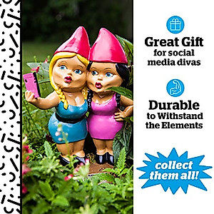 BigMouth Inc The Selfie Sisters Garden Gnome, 9-inch Tall Funny Lawn Gnome Statue, Weatherproof Garden Decoration
