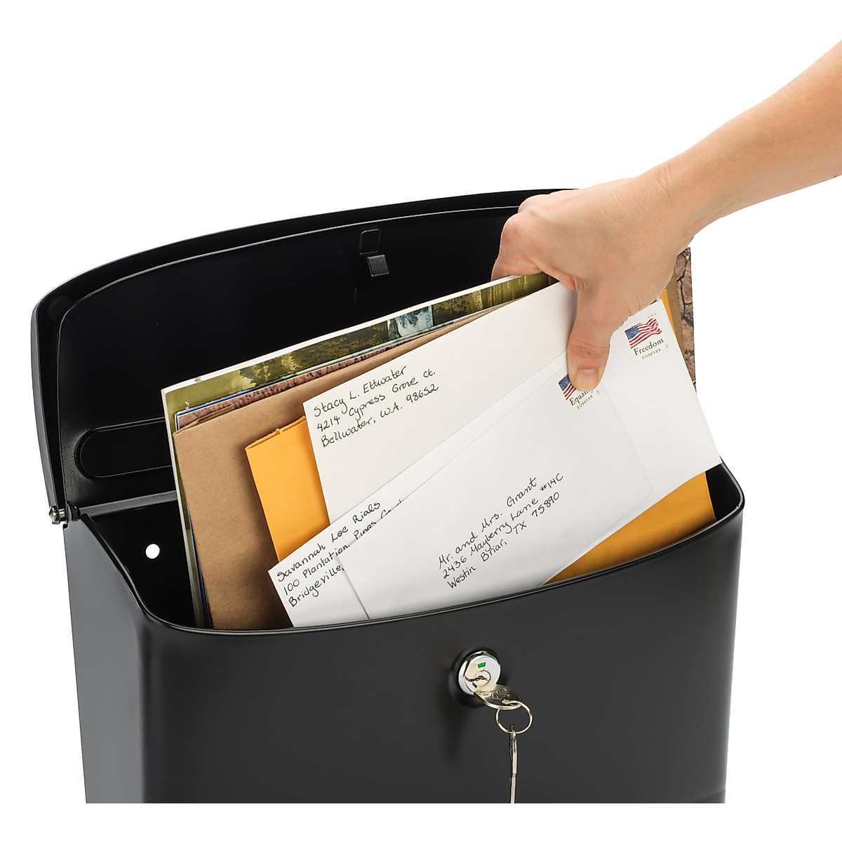 Architectural Mailboxes Princeton Galvanized Steel, Locking, Wall Mount Mailbox, 2572B-10, Black, Medium Capacity