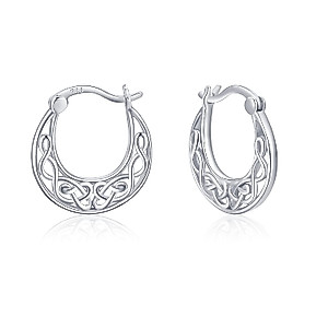 AOVEAO Celtic Knot Earrings 925 Sterling Silver Irish Celtic Hoop Huggie Earrings Irish Celtic Knot Small Round Earrings Jewelry for Women