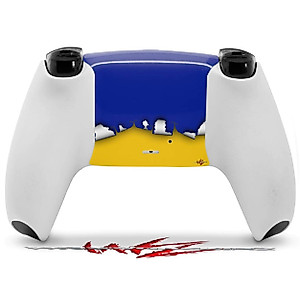 WraptorSkinz Skin Wrap compatible with Sony PS5 DualSense Controller Ripped Colors Blue Yellow (CONTROLLER NOT INCLUDED)