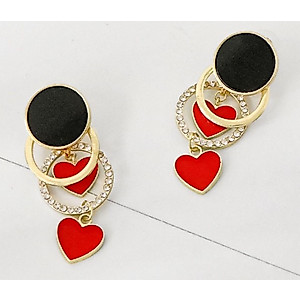 Decent LOOK Trendy Earrings for Women 2024 Black Red Gold Hoop | Triple Circle Diamond Earrings | Chunky Gold Earrings (Pack of 01)