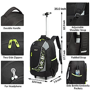 MOHCO Rolling Backpack 18inch with Lunch Bag and Pencil Case Wheeled School Bookbag for Boys and Girls