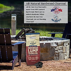 Mr. Bar-B-Q Natural Hardwood Lump Charcoal | Burns Hotter, Longer & Cleaner | Made from a 100% Hardwood Blend | Natural Lump Charcoal | Lights Easily - Low Ash | 8-Pound Bag