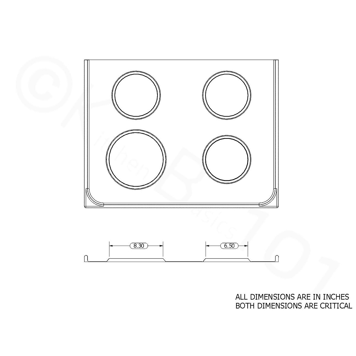 KITCHEN BASICS 101 Made in the USA 316048413 & 316048414 Range Burner Chrome Drip Pans Replacement for Frigidaire Kenmore Electric Stove w/Locking Slots, 2 Small 6-Inch & 2 Large 8-Inch Pans, 4 Pack