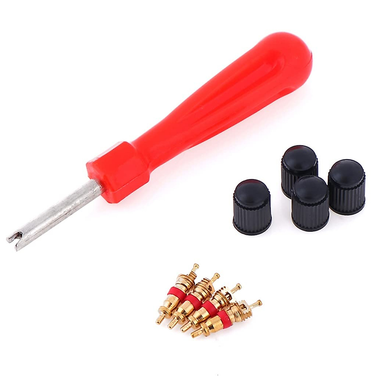 YÁSEZ Tire Valve Service Kit 4 Cores Caps Stem Repair Tool for Car Motorcycle Bus Truck