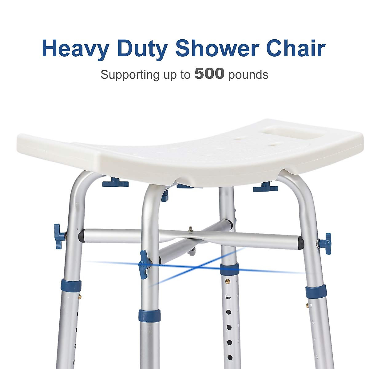 Zler Heavy Duty Shower Chair - Adjustable Shower Stool for Inside Shower,Tool Free Assembly, Anti-Slip Shower Bench for Elderly, Senior, Handicap & Disabled (500lb Capacity)