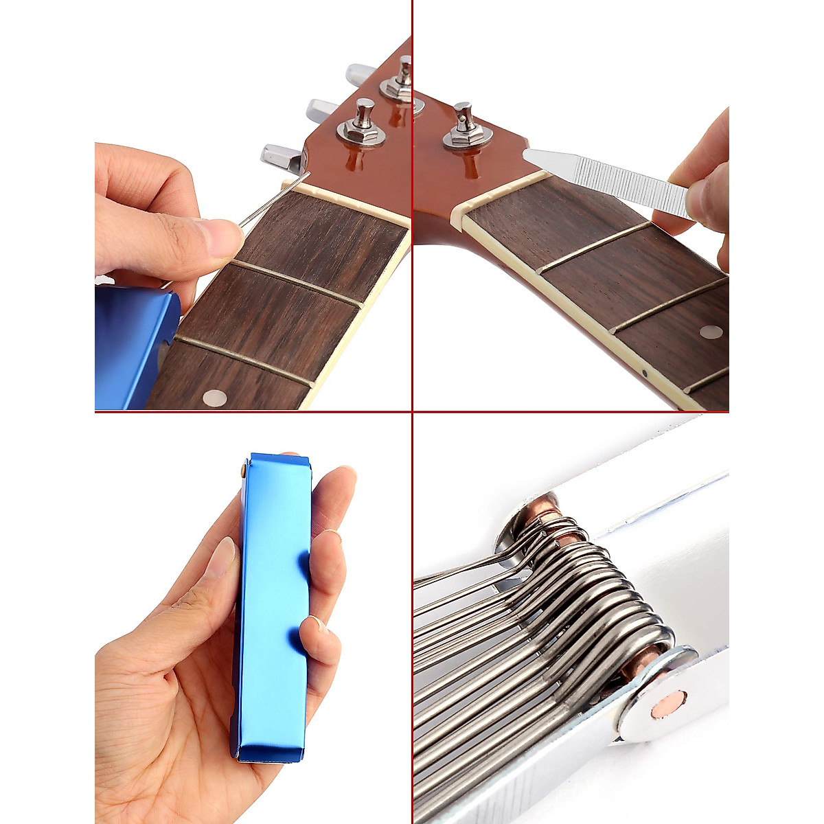 Metallor Guitar Nut Slotting Files Saw Rods Filing Tools Long Shaft Tip Cleaner Files Bridge Slot Filing Luthier Tools.