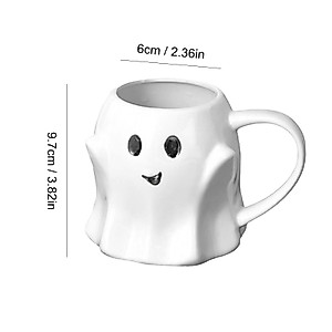 Apujent Cute Halloween Ghost Mug,440ML Ghost Mug Coffee, Cartoon Ghost Mug, Halloween Ghostshape Decor Mugs,Cute Halloween Mugs,Ghost Shaped Cup, Ceramic Ghost Mug Decor,For Women, Men, Teens