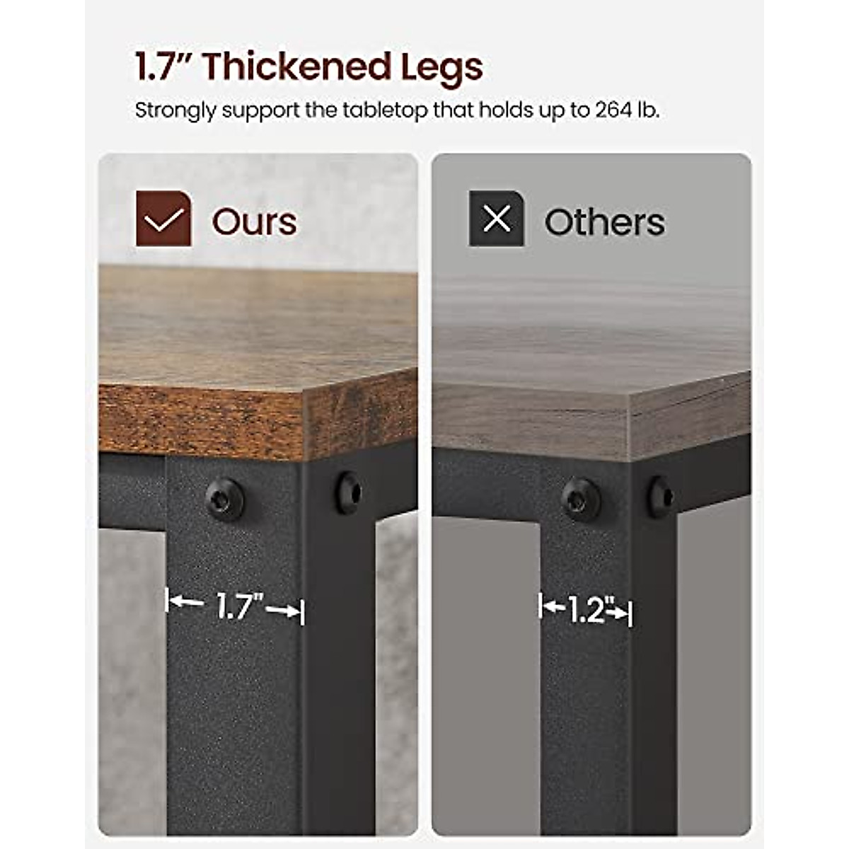 VASAGLE Coffee Table for Living Room, 2-Tier Cocktail Table, Center Table with Mesh Shelf, Steel Frame, Adjustable Feet, Industrial Style, Rustic Brown and Black ULCT61X