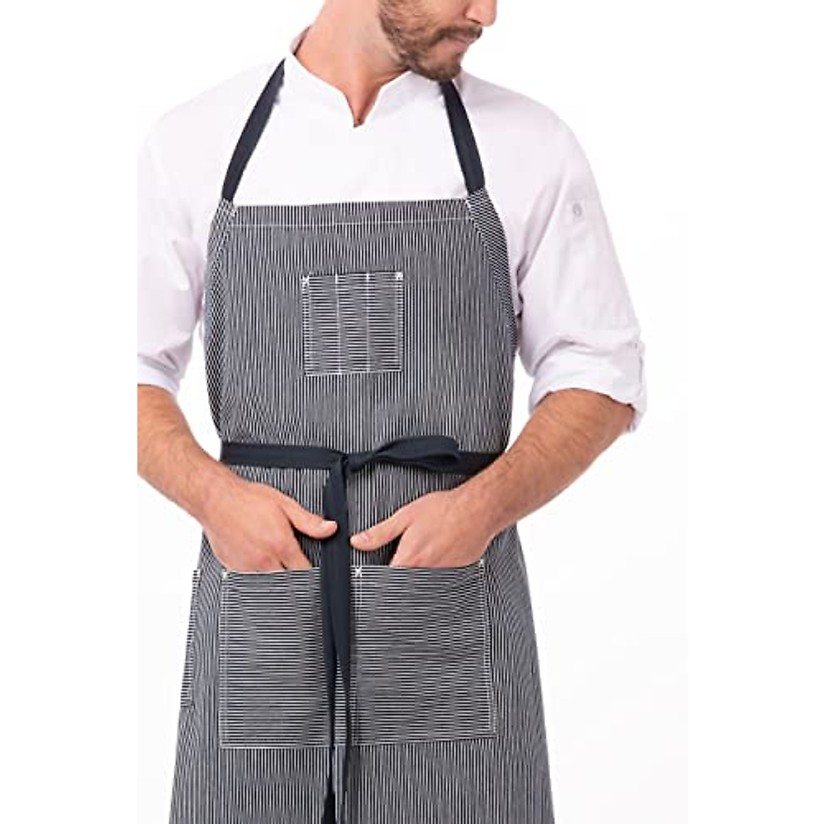 Chef Works Unisex Portland Chefs Bib Apron, Indigo Blue, One Size