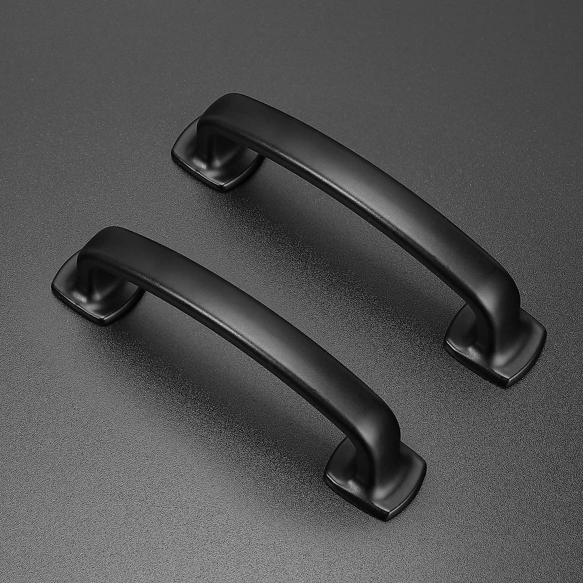 Ravinte Arch Cabinet Pulls Solid 10 Pack 3 Inch Matte Black Kitchen Cabinet Handles Flat Square Foot Curved Drawer Pulls Hardware for Kitchen Cabinet