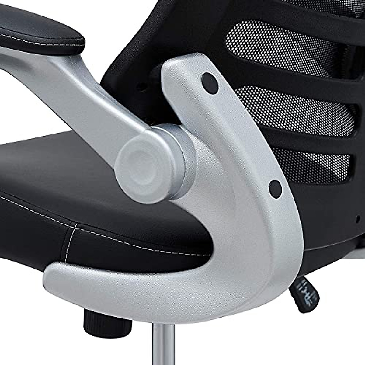 Modway Attainment Mesh Back and Vinyl Seat Modern Office Chair in Black