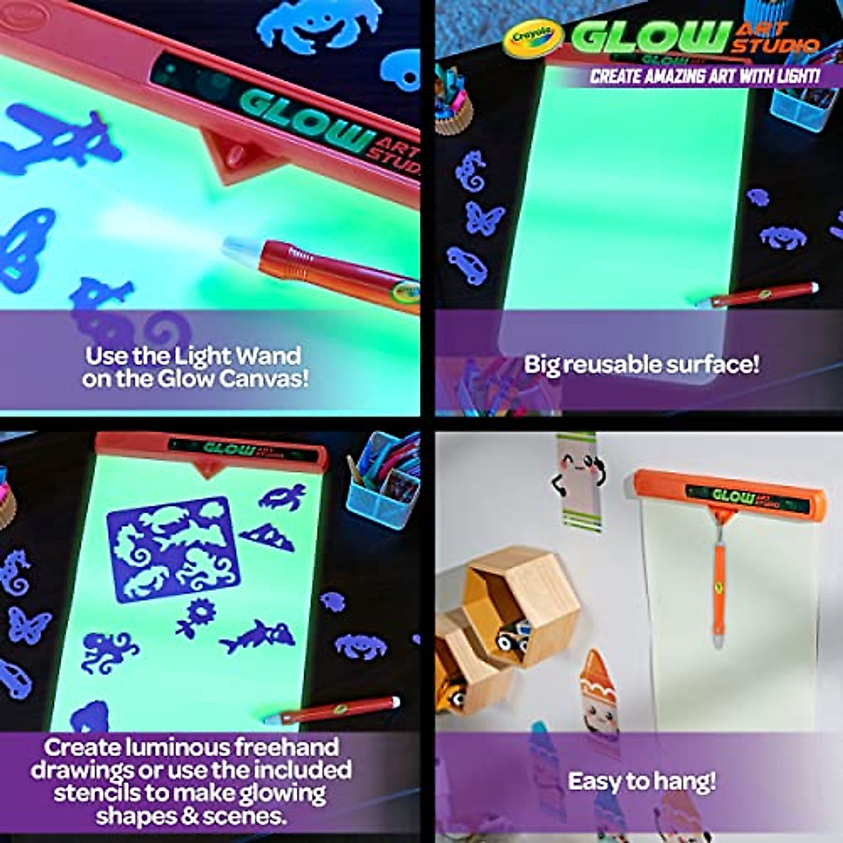 Crayola Glow Art Studio, Glow in The Dark Toys, Kids Gifts for Girls and Boys, Ages 6, 7, 8, 9