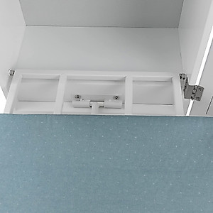 HuaShuani Wall Mounted Ironing Board with Storage Cabinet, Built in Ironing Board & Folding Support Leg/Swivel Ironing Board, Wall-Mounted Mirrors for Home, Apartment & Small Spaces, White