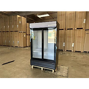 Commercial Refrigerator Glass 2-Door Sliding Door Merchandiser Display Cooler Case Fridge NSF, Bottom-Mounted, 54 inches width, capacity 47 cuft 110V, Restaurant Kitchen CDM-49RS