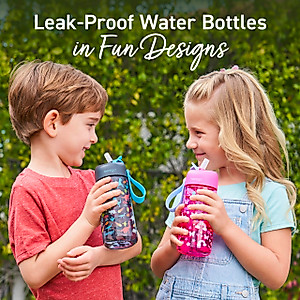 Bentgo Kids Water Bottle - Leak-Proof, Durable Tritan, BPA-Free 15 oz. Cup for Kids/Toddlers Ages 3+, Safe Sip Spout, Carrying Handle, & Dishwasher Safe for School & Sports (Rainbows & Butterflies)
