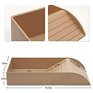 KHEARPSL Reptile Feeding Bowl with Ramp and Basking Platform Large Tortoise Ramp Bowl Turtle Bath Reptile Water Bowl Dish Corner Bowl (Brown)