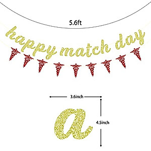 Happy Match Day Banner, Residency Match/Congratulations You Matched Decorations, Congrats on Matching, Doctor Graduation Party Decorations 2023 Red and Gold Glitter