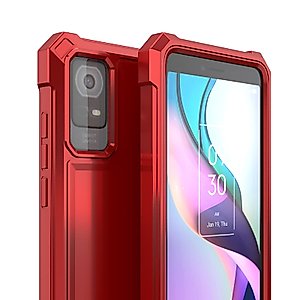 Ailiber Phone Case for TCL ION X/TCL ION V, TCL 40Z T607DL Case with Screen Protector, Dual Layer Structure Protection, Shockproof Corners TPU Bumper, Heavy Duty Protective Cover Case for TCL IONV-Red