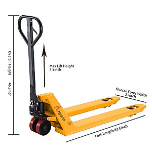 Aequanta Manual Pallet Jacks 5500lbs Capacity Industrial Hand Pallet Truck 48" Lx27''W Fork