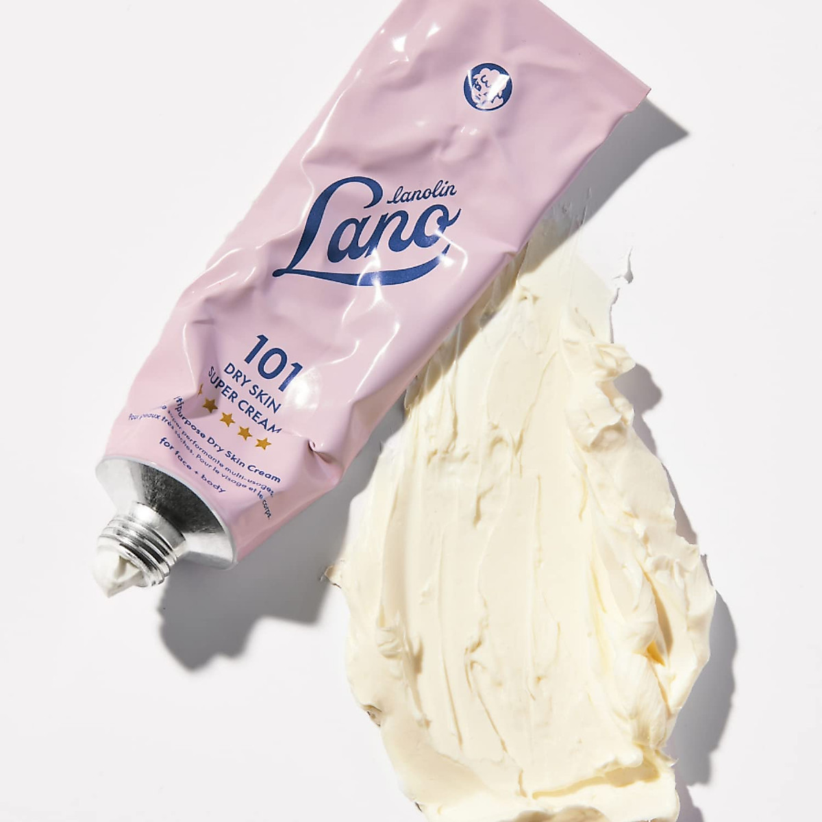 Lanolips 101 Dry Skin Super Cream - Body Cream & Face Moisturizer - Whipped Body Butter for Dry Skin - Triple Lanolin, Sweet Almond Oil, Shea Butter & Vitamin E Infused Body Care (2.02 oz)