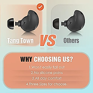 Memory Foam Tips for Samsung Galaxy Buds 2 Pro, No Silicone Eartips Pain, Anti-Slip Replacement Ear Tips, Fit in The Charging Case, Reducing Noise Earbuds, 3 Pairs (Assorted Sizes S/M/L, Black)