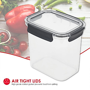 Home Basics Airtight Food Container | Powerful Air Tight Locking System | Rounded Corner | Sturdy Plastic and Silicone | Great for Liquids | Great for Lunches and Leftovers | (100 oz)